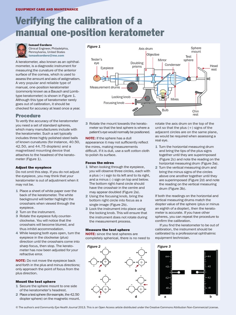 Verifying The Calibration of A Manual One-Position Keratometer | PDF ...