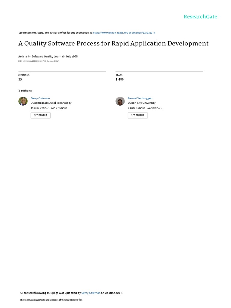 A Quality Software Process For Rapid Application Development | PDF | Software Development ...