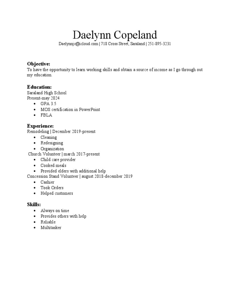 Daelynn Cop Resume | PDF