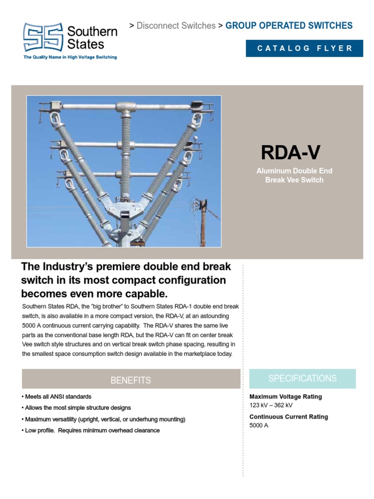 Disconnectors Southern States Vee | PDF | Switch | Electrical Substation