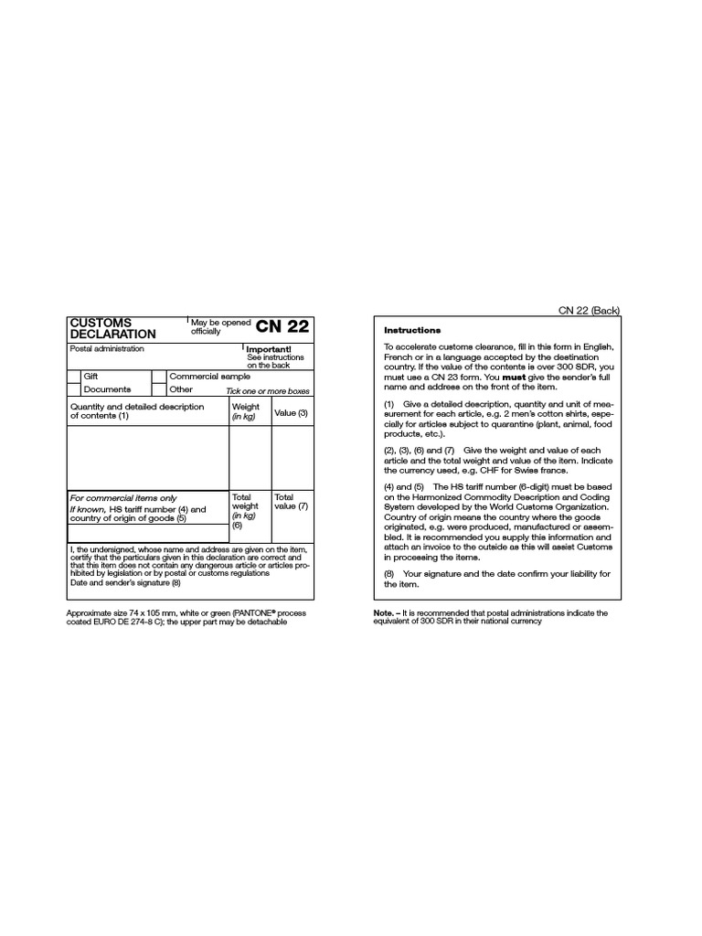 Customs Declaration: (In KG) | PDF | Swiss Franc | Customs