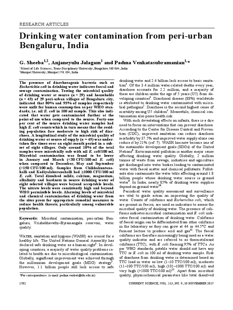 Drinking Water Contamination | PDF | Drinking Water | Water Pollution