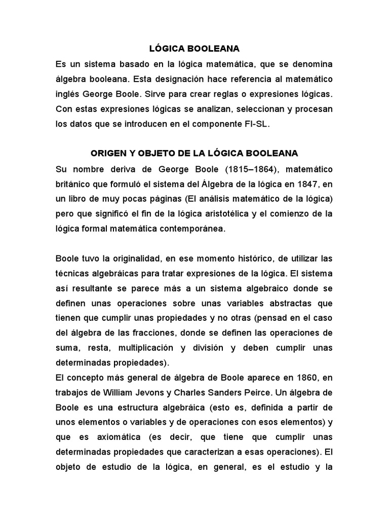 Introducción a la Lógica Booleana | PDF | Álgebra de Boole | Enseñanza ...