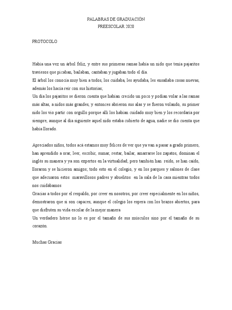 Palabras de Graduación Transición | PDF