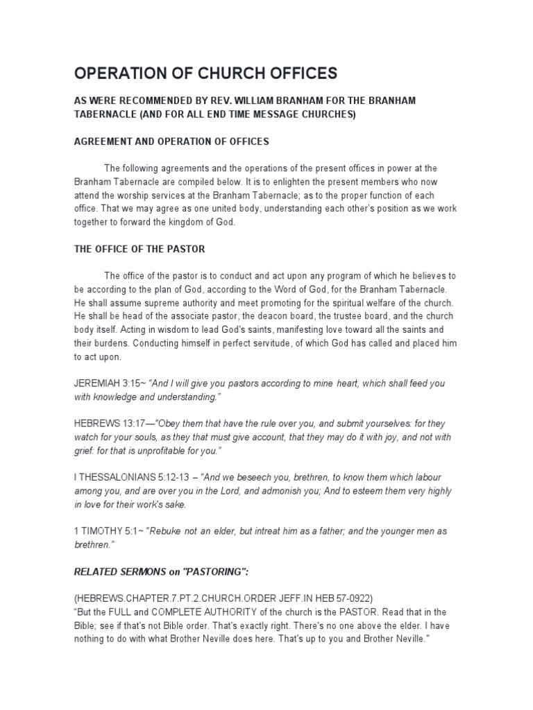 Operation of Church Offices | PDF | Tithe | Abraham
