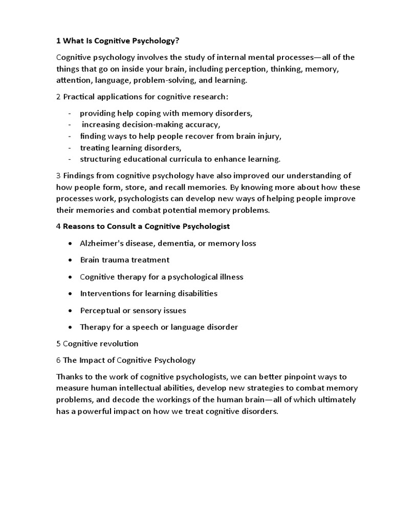 Understanding Cognitive Psychology | PDF