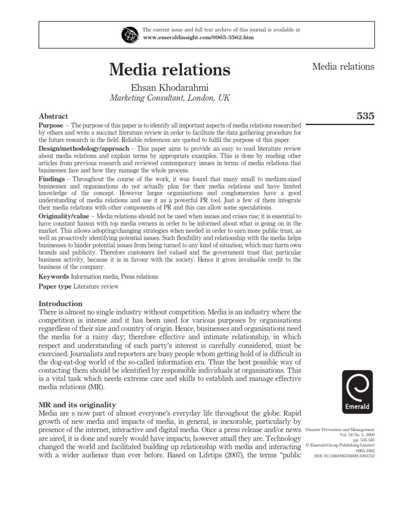 Media Relations | PDF | Mass Media | News