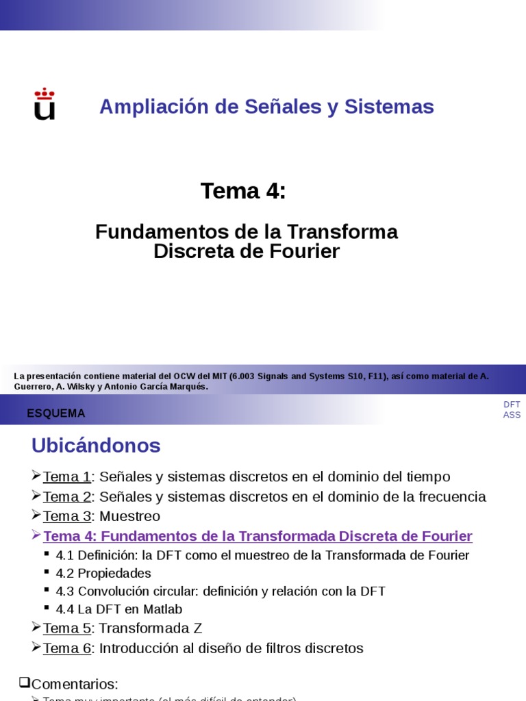 Tema4 PDF | PDF | Transformada discreta de Fourier | Circunvolución