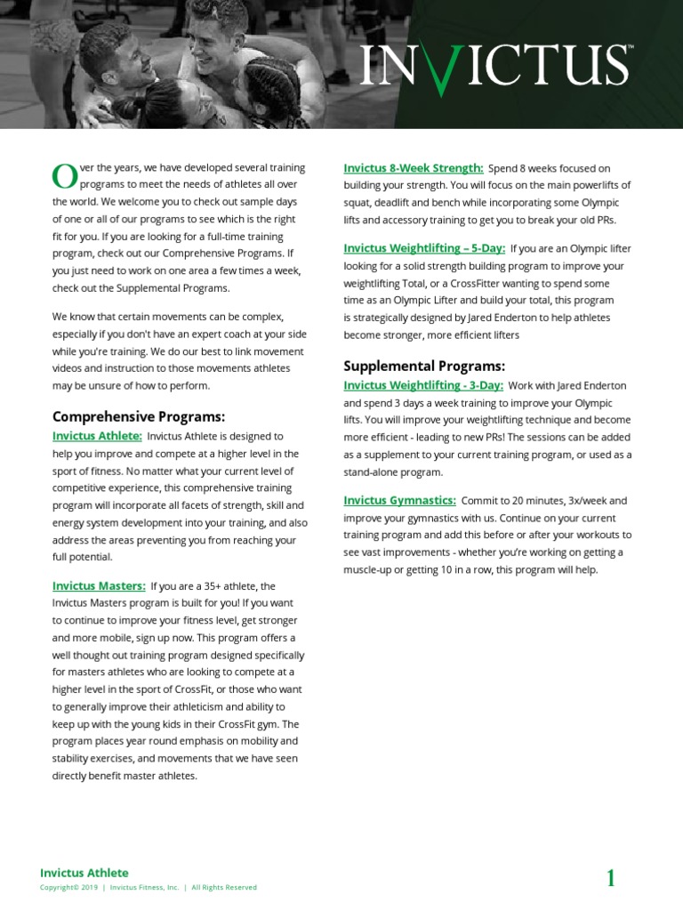 Supplemental Programs:: Invictus 8-Week Strength | PDF | Sports ...