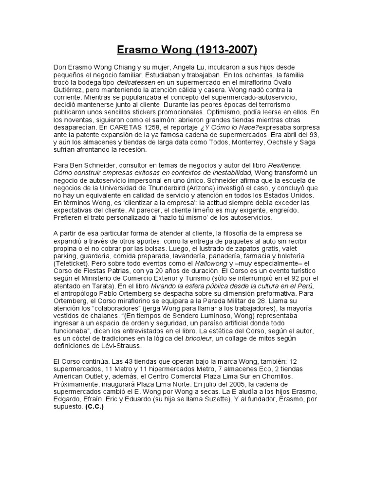 Erasmo Wong | PDF | Venta al por menor | Business