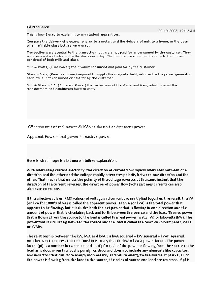KW and KVA Explained | PDF | Ac Power | Natural Philosophy
