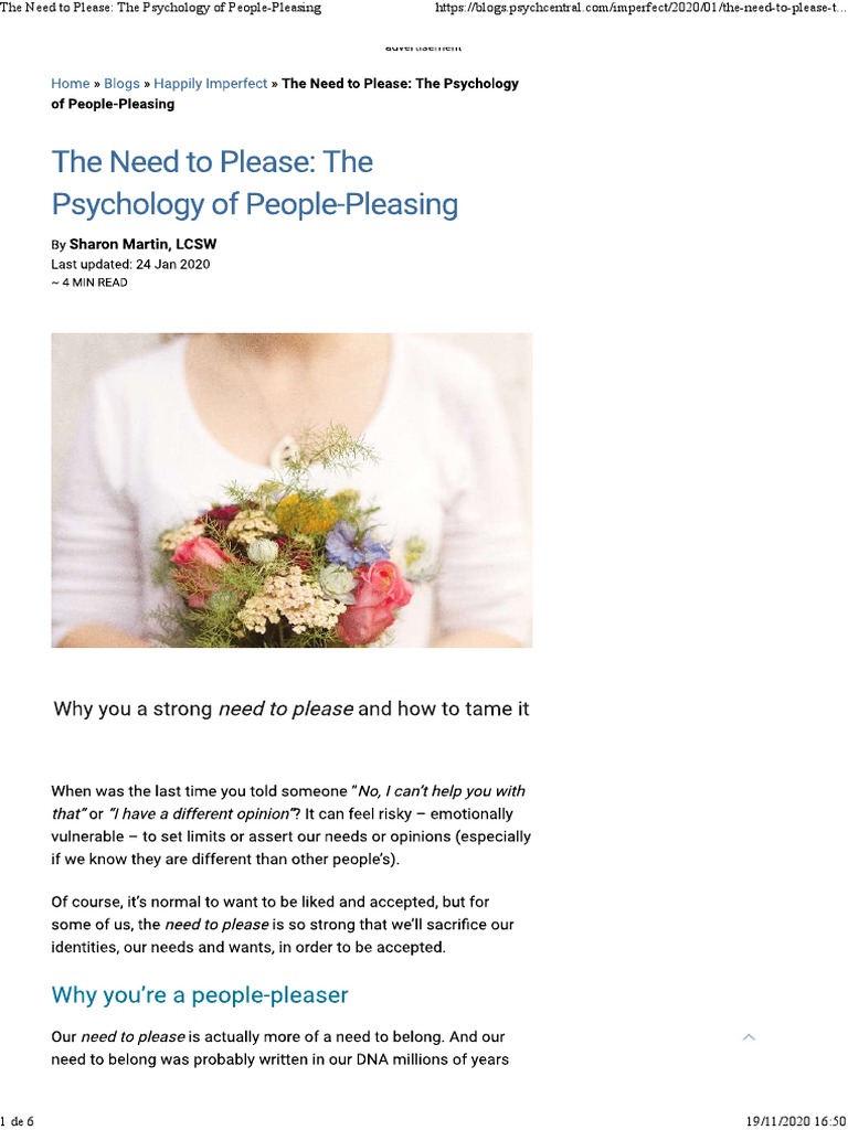 The Need To Please - The Psychology of People-Pleasing | PDF