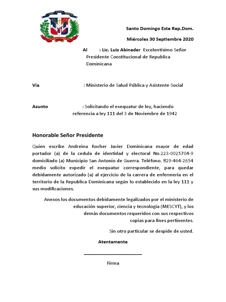 Santo Domingo Este Rep Carta | PDF | Política | Derecho