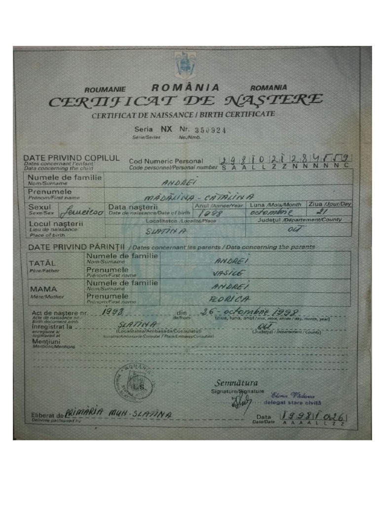 Certificat de Naștere PDF | PDF