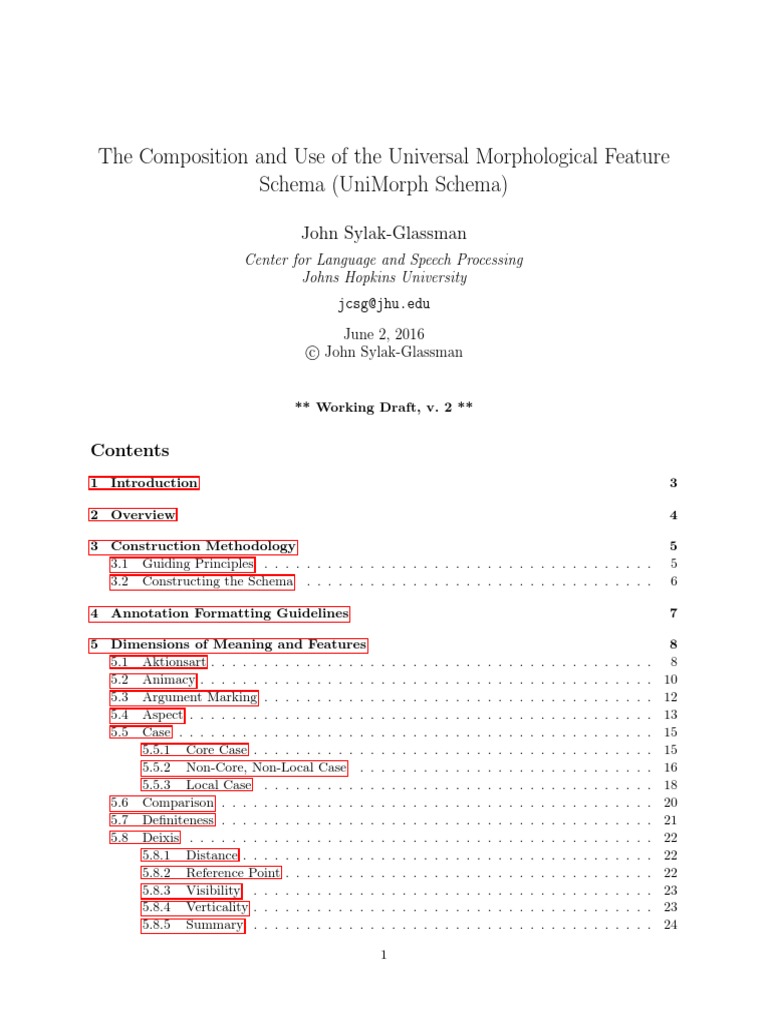 Unimorph Schema PDF | PDF | Morphology (Linguistics) | Object (Grammar)