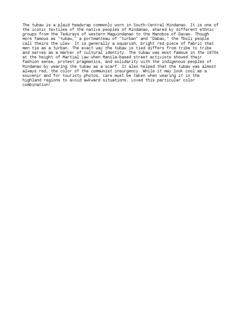 Cultural Significance of the Tubaw | PDF