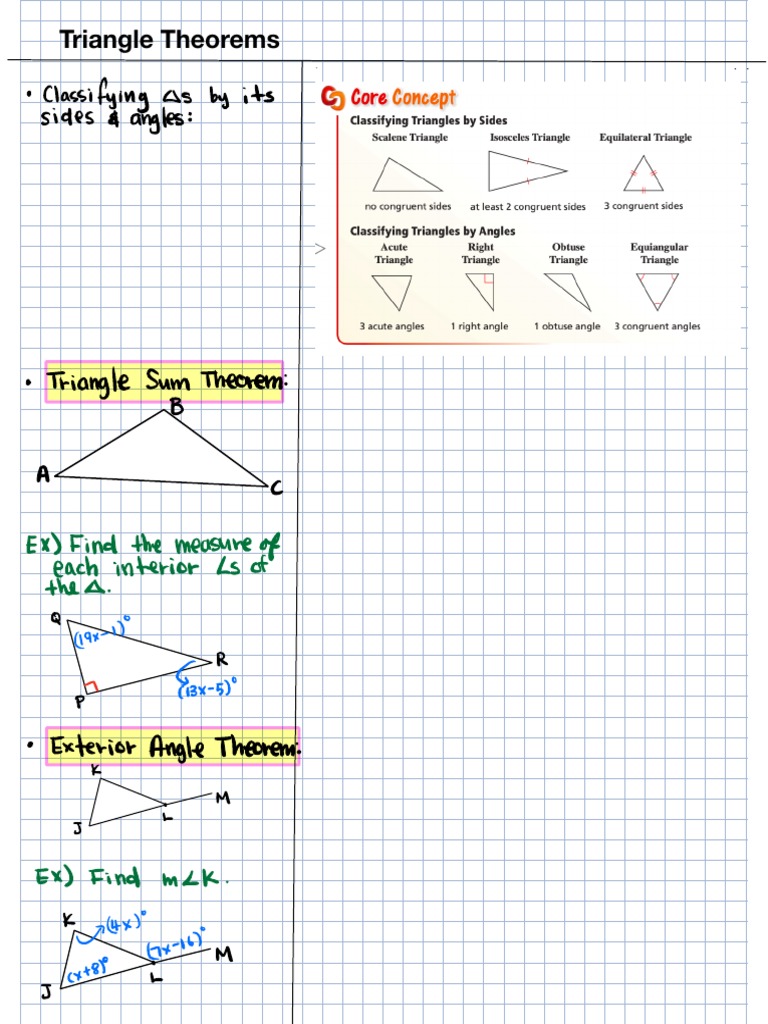 Triangle Theorems and Angle Measures | PDF