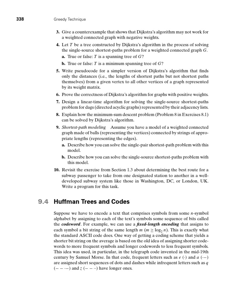 Huffman Trees and Codes: Greedy Technique | Download Free PDF | Code | Algorithms