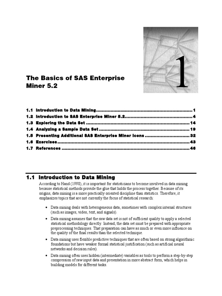 The Basics of SAS Enterprise Miner 5.2: 1.1 Introduction To Data Mining | PDF | Sas (Software ...