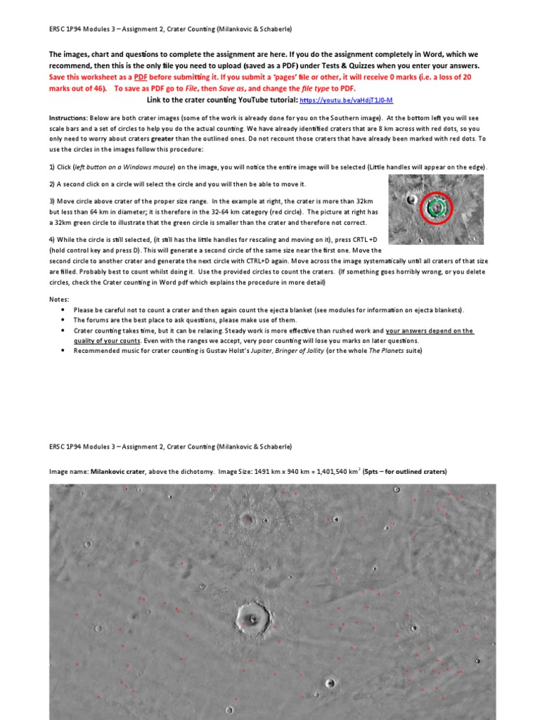 Assignment 2 Craters Worksheet Summer 2020-3 | PDF | Impact Crater | Mars