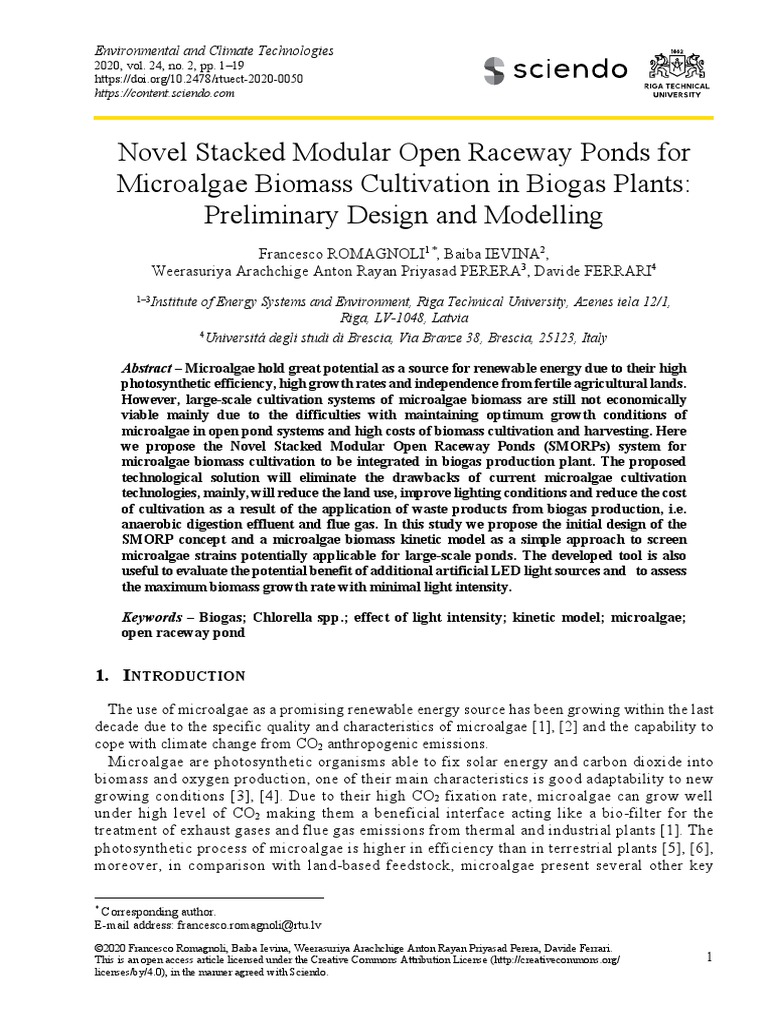 Novel Stacked Modular Open Raceway Ponds For Microalgae Biomass ...
