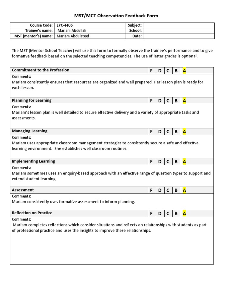 Mariam Abdullah Feedback3 | PDF