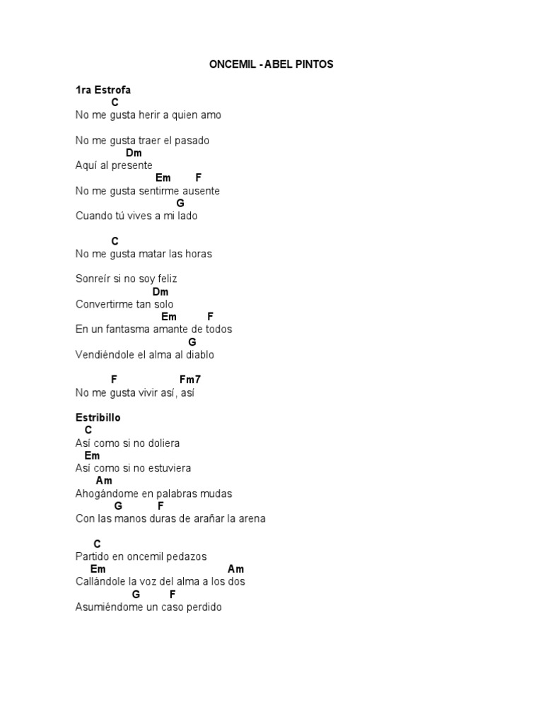 ONCEMIL - Abel Pintos - Letra y Acordes | PDF