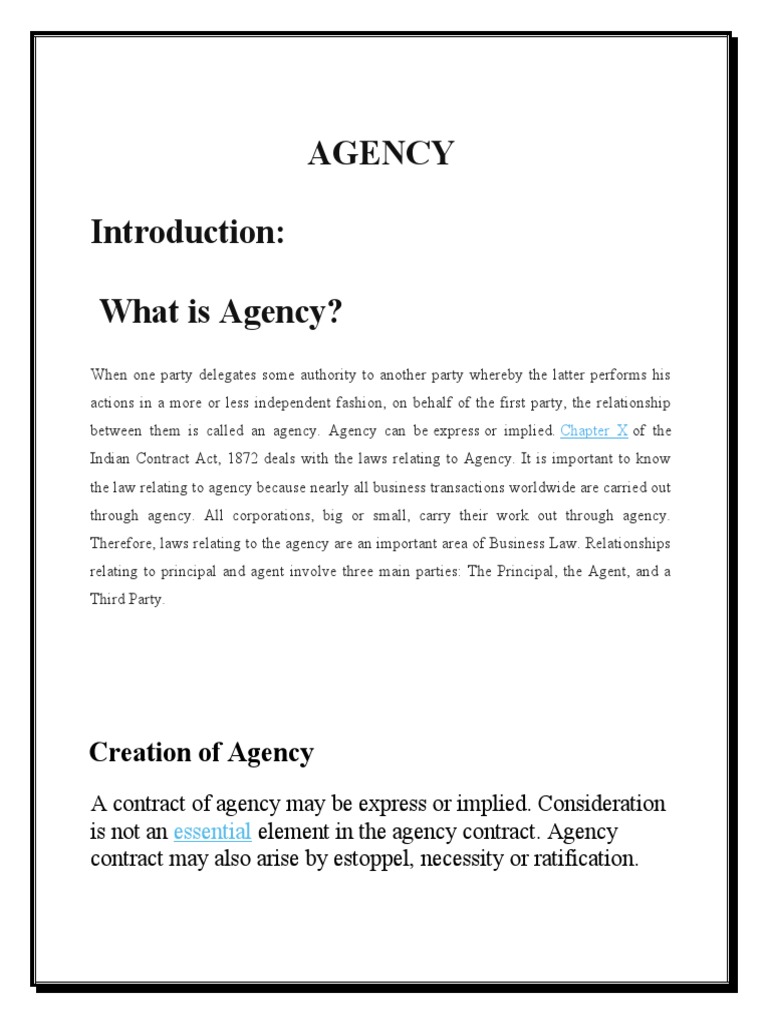 Agency What Is Agency? | PDF | Law Of Agency | Social Institutions