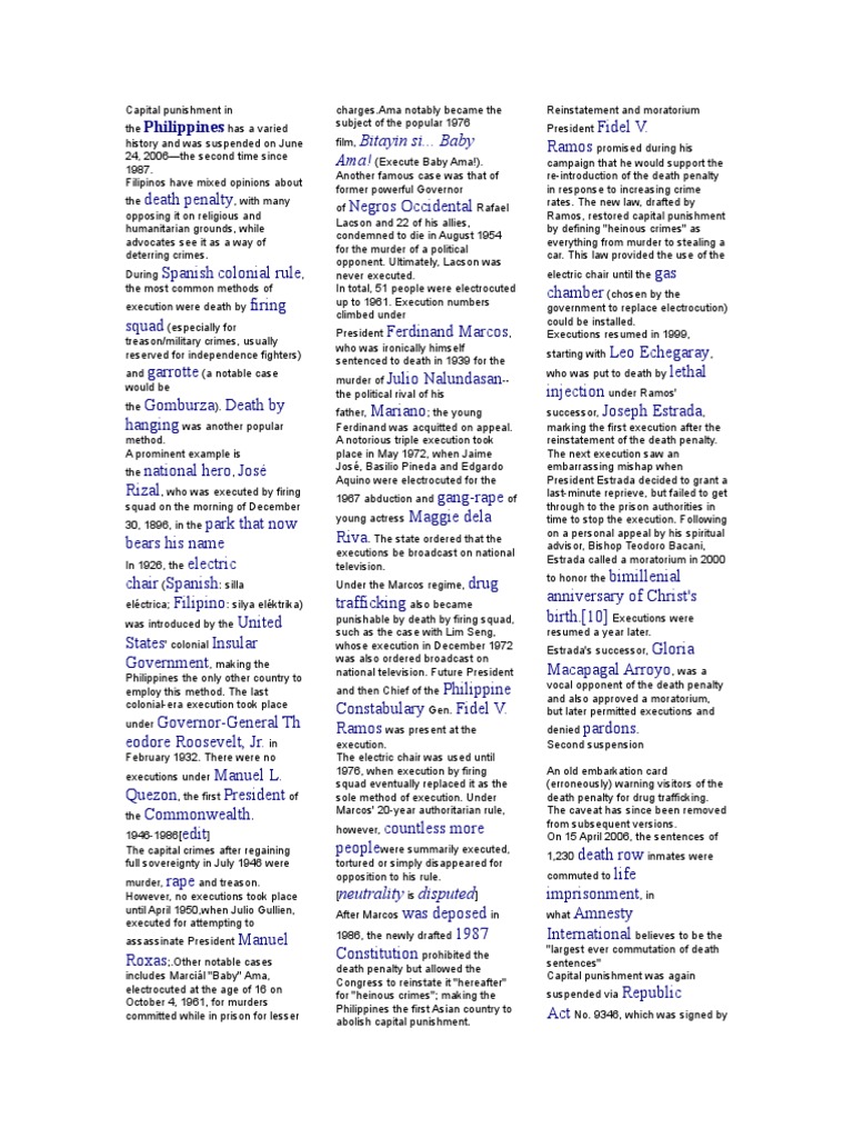 Philippines: Bitayin Si... Baby Ama! | PDF | Electric Chair | Capital ...
