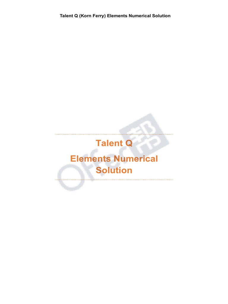 Talent Q Elements Numerical Solution Pdf Economies Business