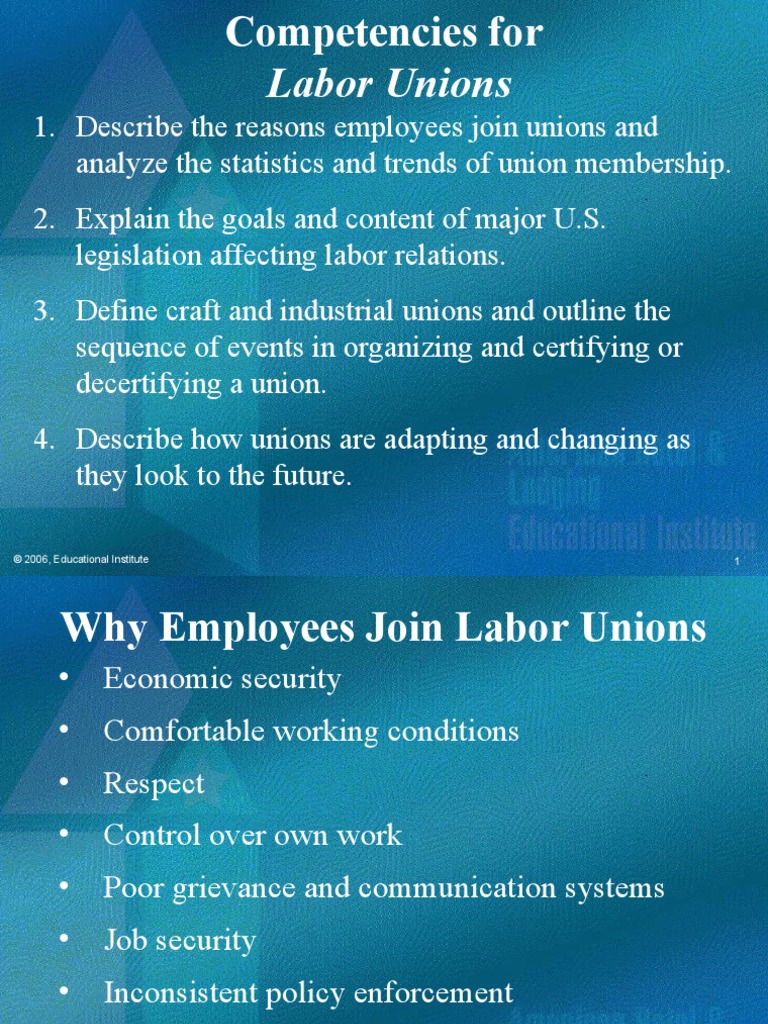 Labor Unions: © 2006, Educational Institute 1 | PDF | Unfair Labor ...