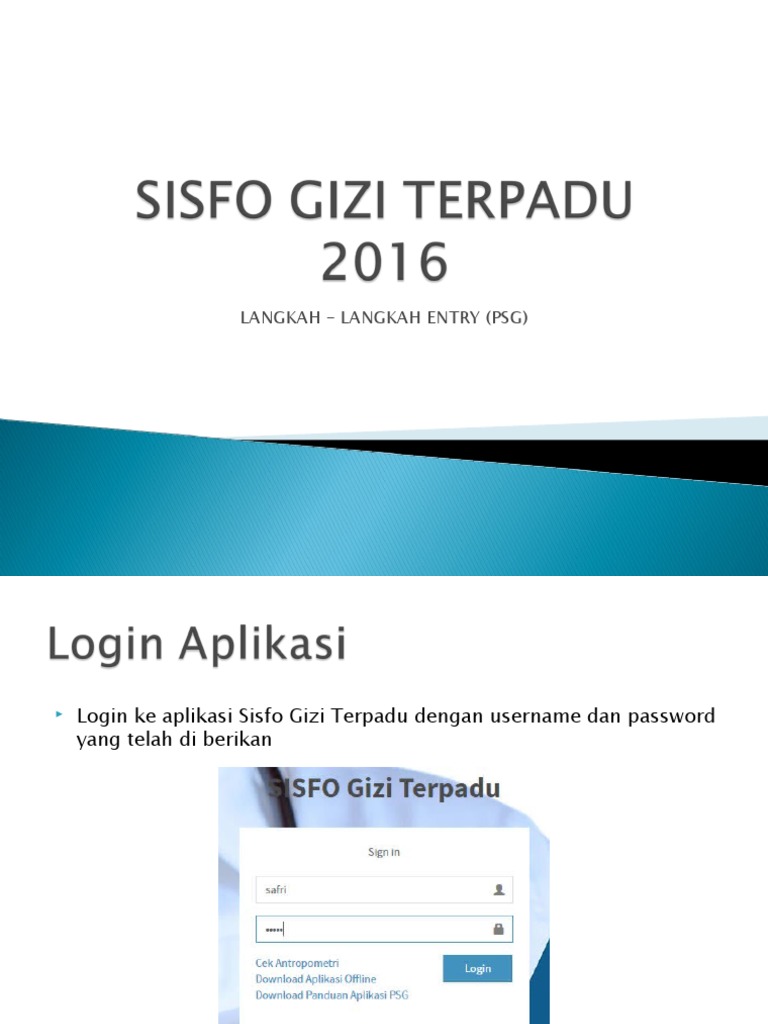 SISFO GIZI TERPADU 2016 (Entry Data PSG) | PDF
