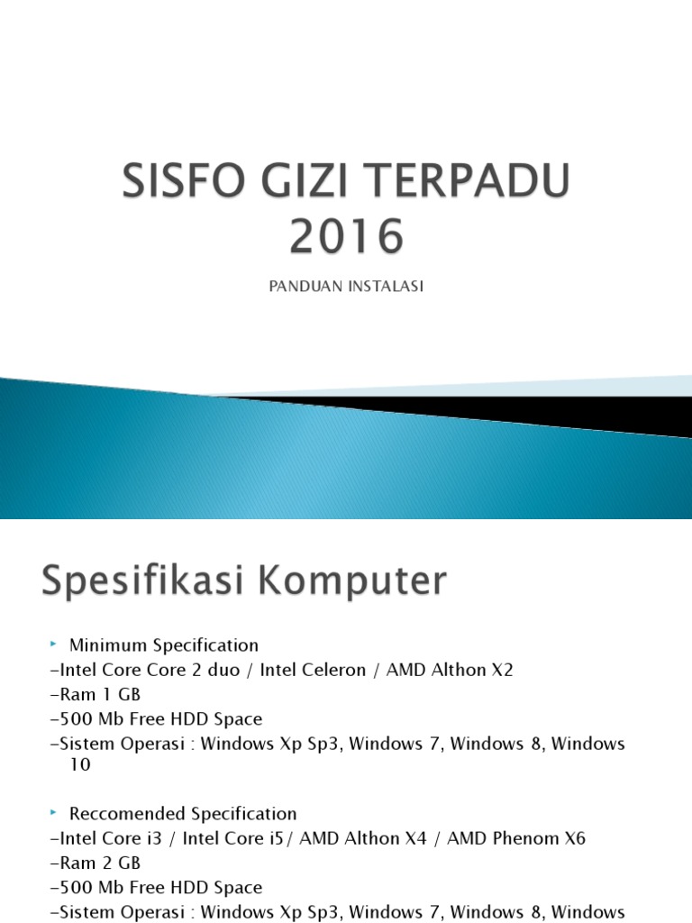 SISFO GIZI TERPADU 2016 (Panduan Instalasi) | PDF