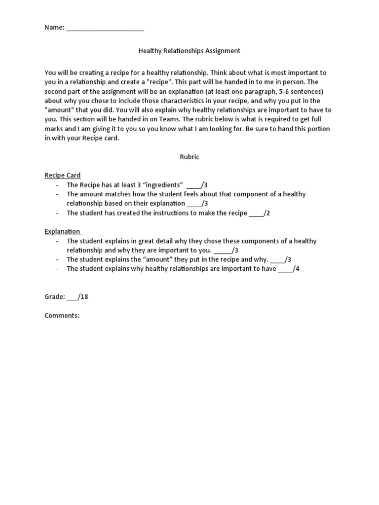 Healthy Relationships Assignment | PDF