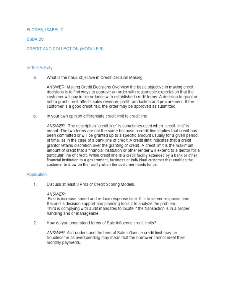 Credit Decision Making Basics | PDF