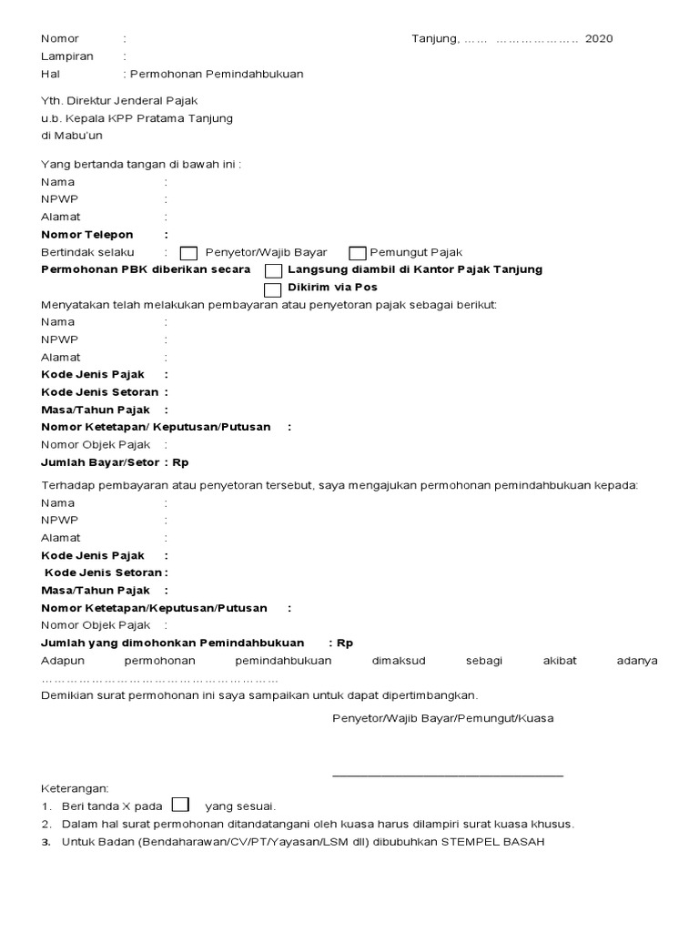 Surat Permohonan PBK | PDF