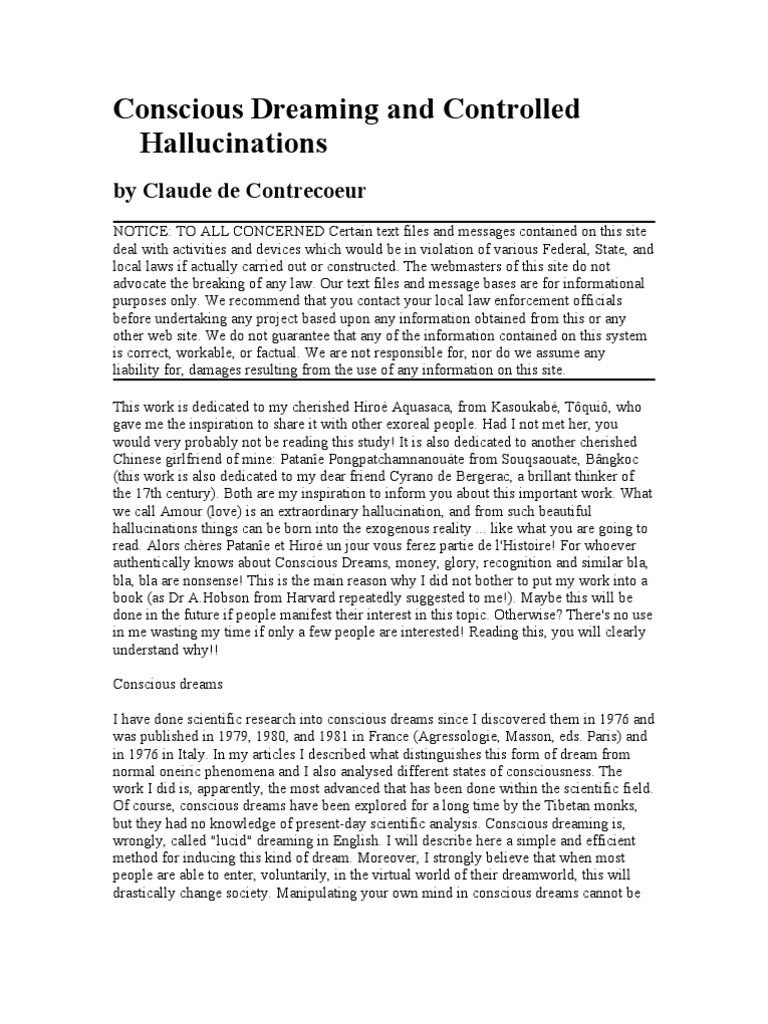 Conscious Dreaming and Controlled Hallucinations | PDF | Dream ...