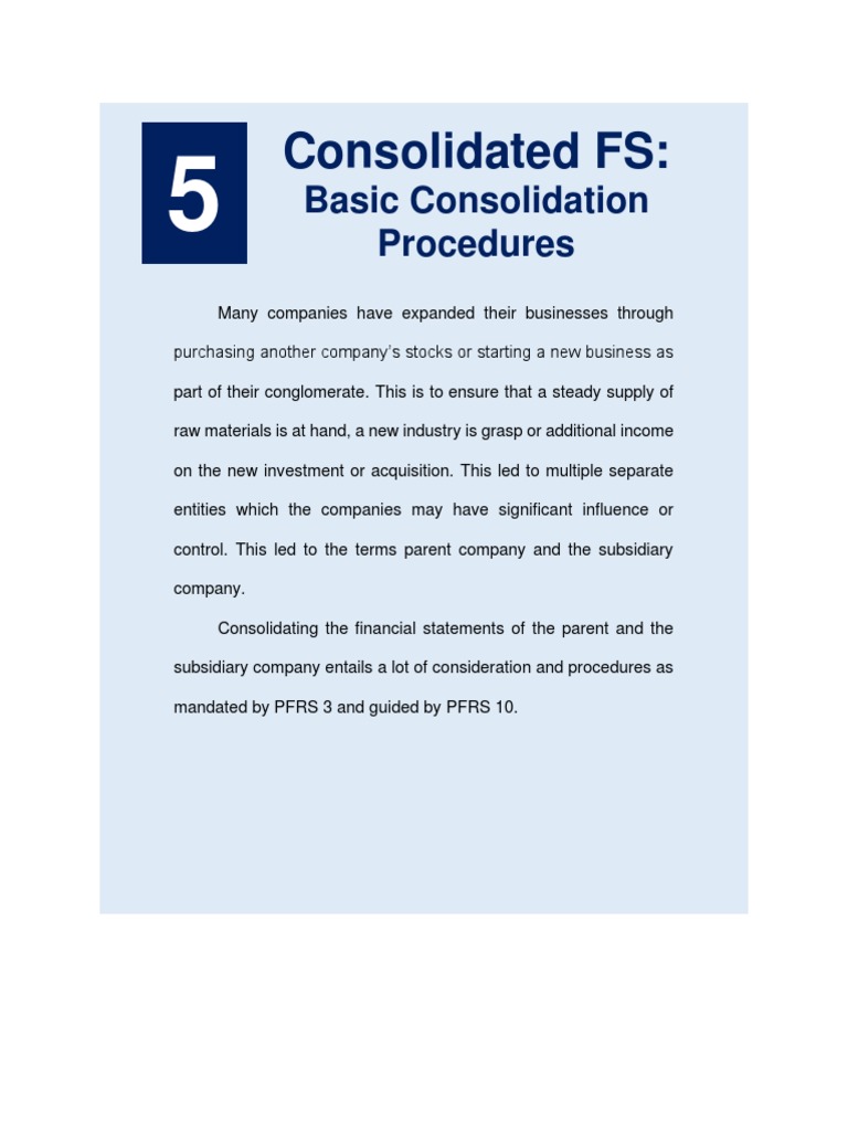 Consolidated FS:: Basic Consolidation Procedures | PDF | Consolidation ...