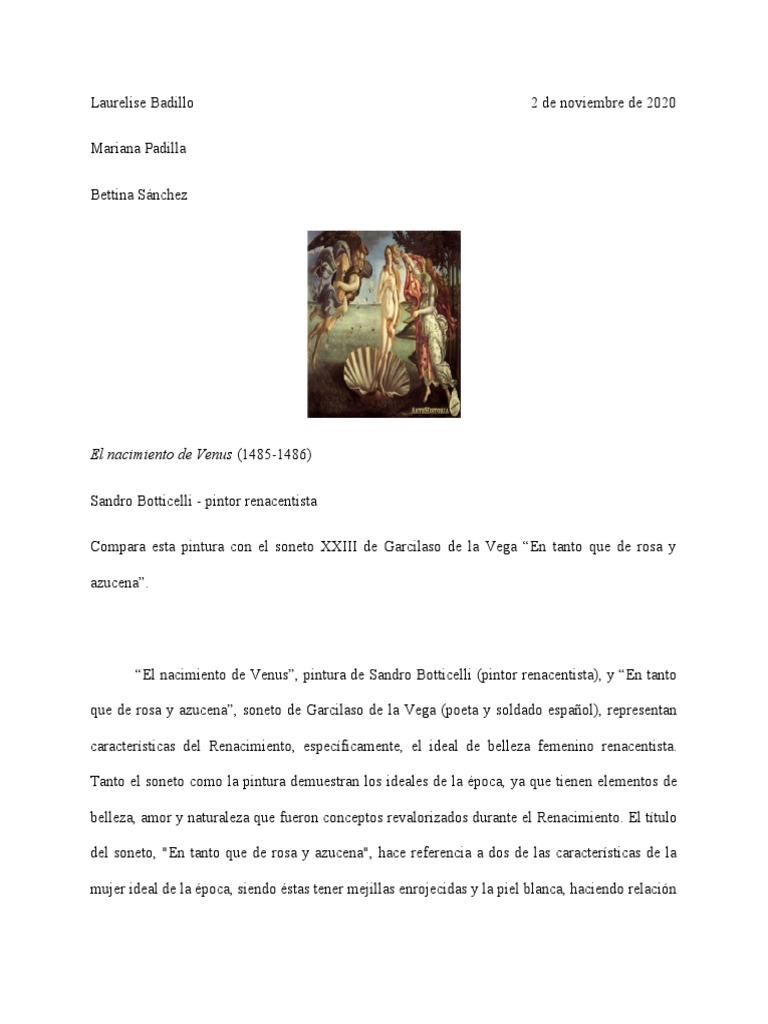 Pintura Vs Soneto Rosa y Azucena | PDF