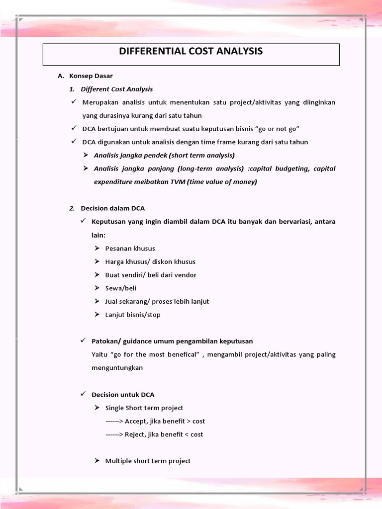 Differential Cost Analysis | PDF | Bisnis | Pengelolaan Keuangan & Uang