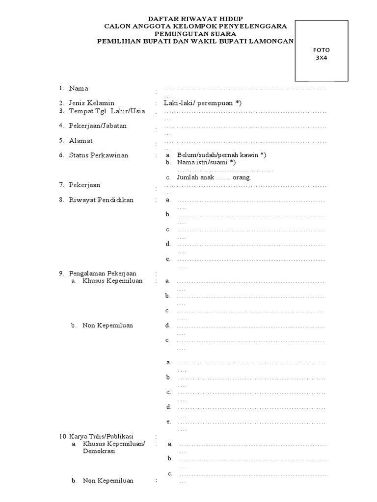 Daftar Riwayat Hidup KPPS Ok | PDF