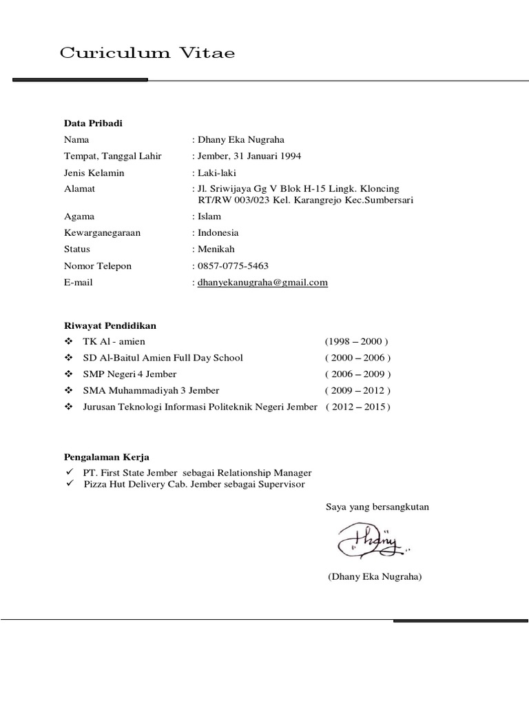 (CV) Curriculum Vitae (TTD) | PDF