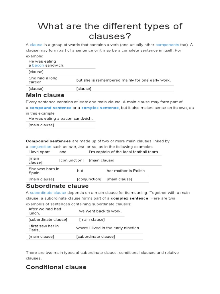 What Are The Different Types of Clauses?: Main Clause | Download Free ...