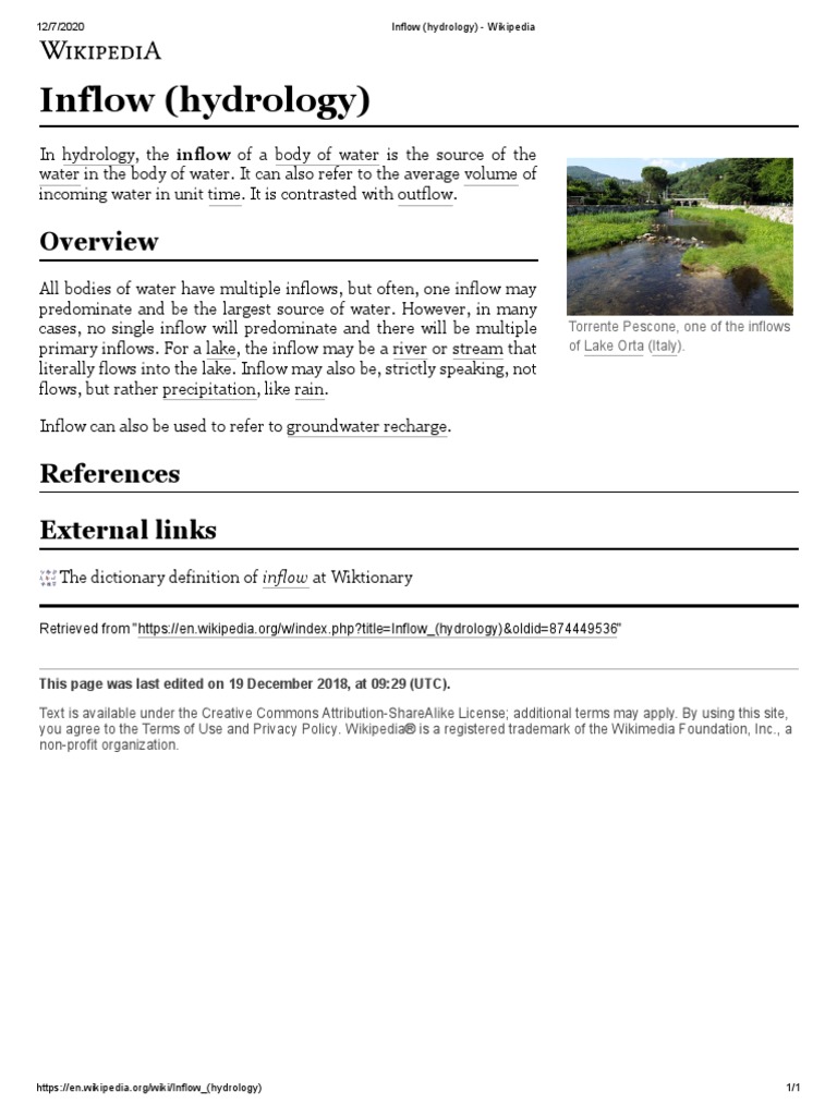 Inflow (Hydrology) | PDF