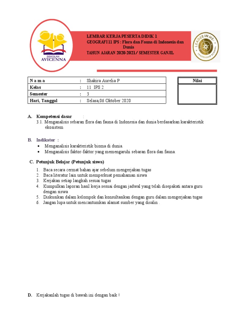 LKPD 1 Biosfer Keanekaragaman Bioma Di Dunia | PDF