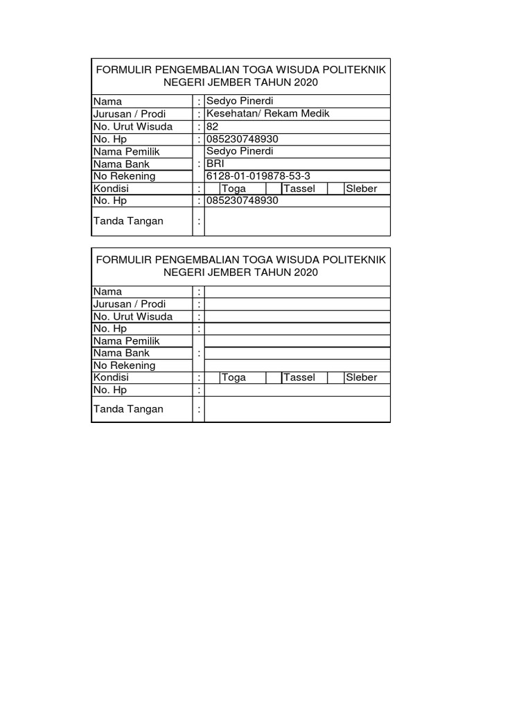 Pengembalian Toga PDF | PDF