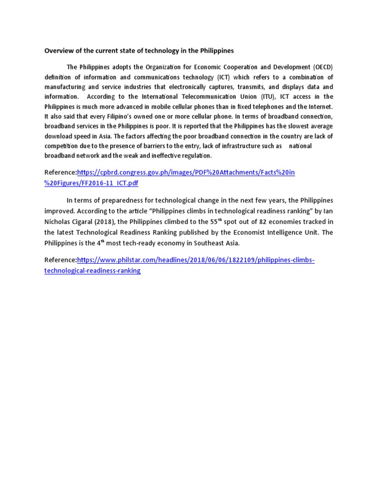 Overview of The Current State of Technology in The Philippines | PDF