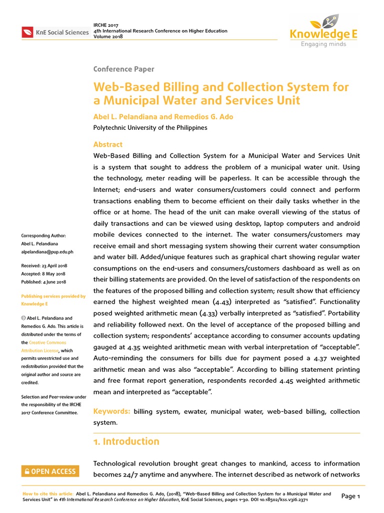 Web-Based Billing and Collection System For A Municipal Water and ...