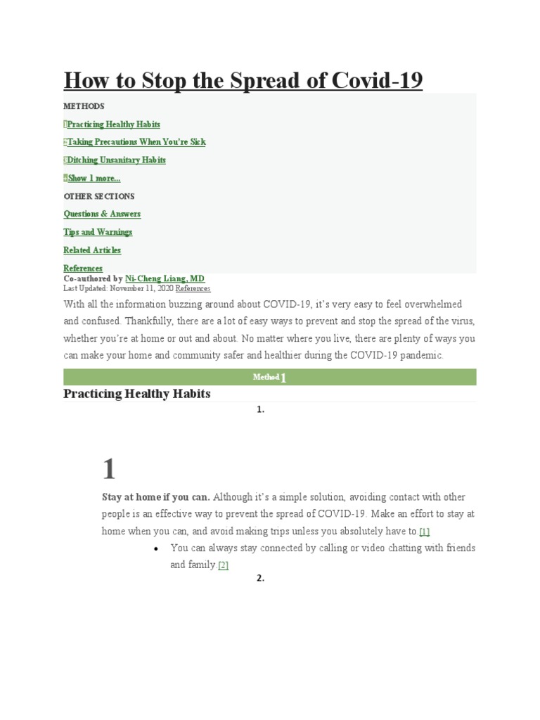 How To Stop The Spread of Covid | PDF | Public Health | Medicine