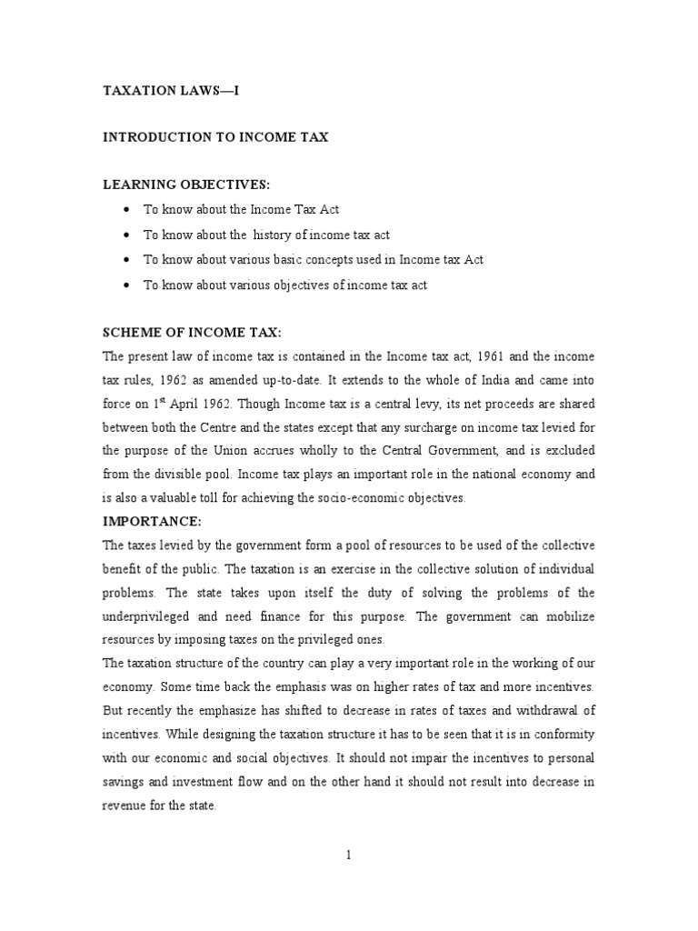 Income Tax Study Material | PDF | Income Tax | Tax Deduction